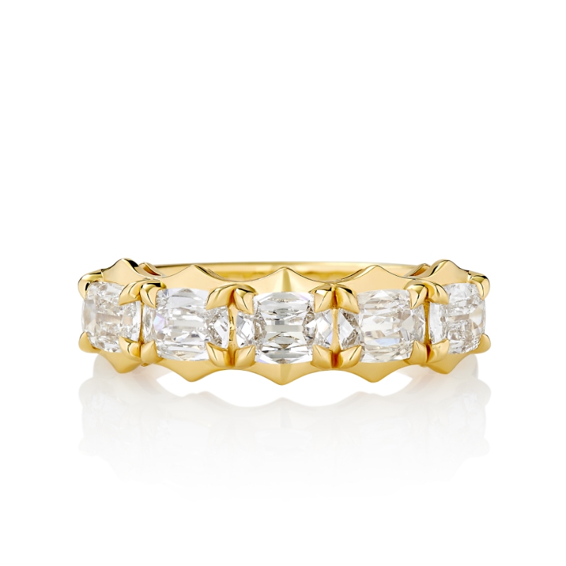 East/ West Gold V-Tip Halo with Five Cushion Diamonds - ACB11