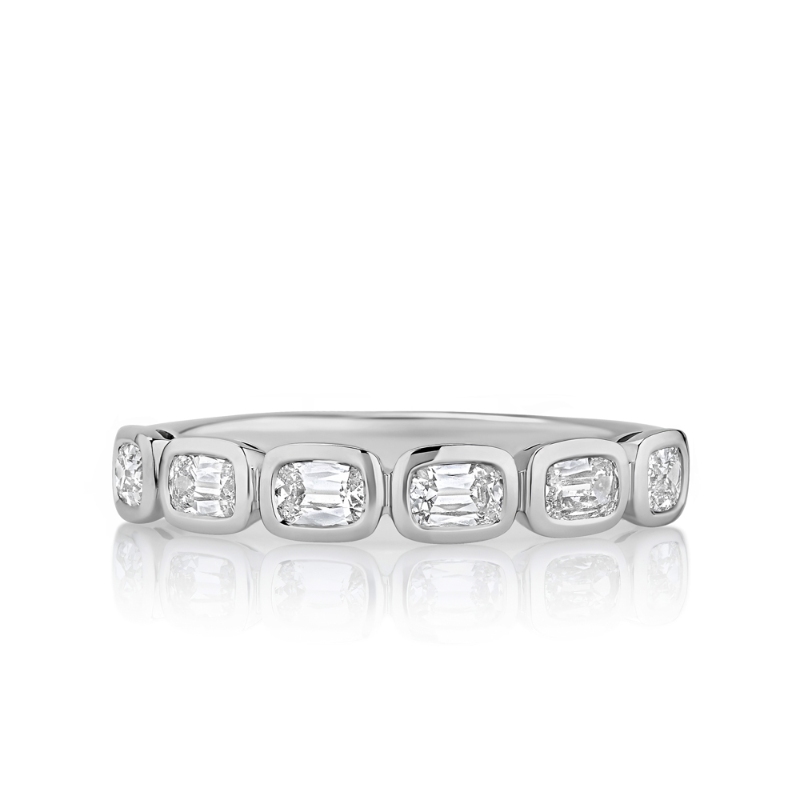 East/ West Bezel Set Band with 6 Cushion Diamonds - ACB6
