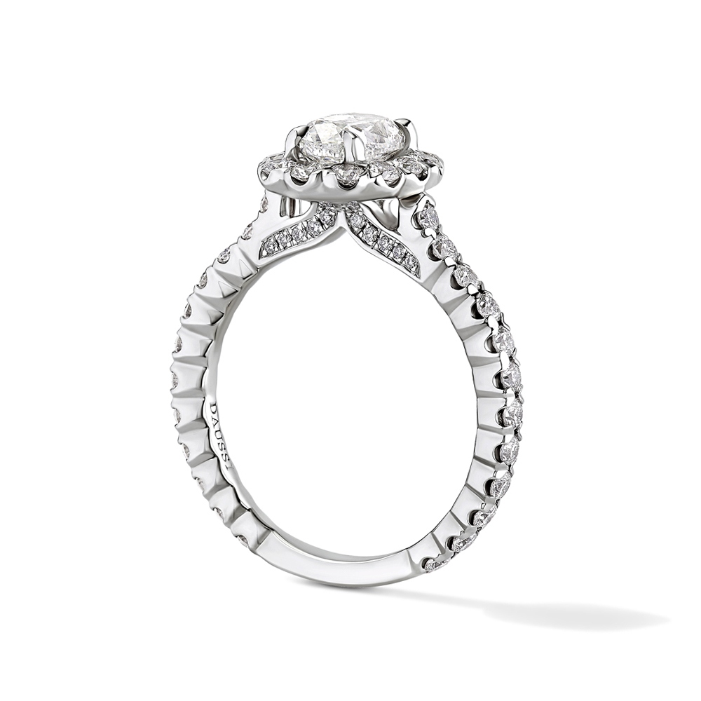 Extended V tip Halo Engagment Ring - AJK