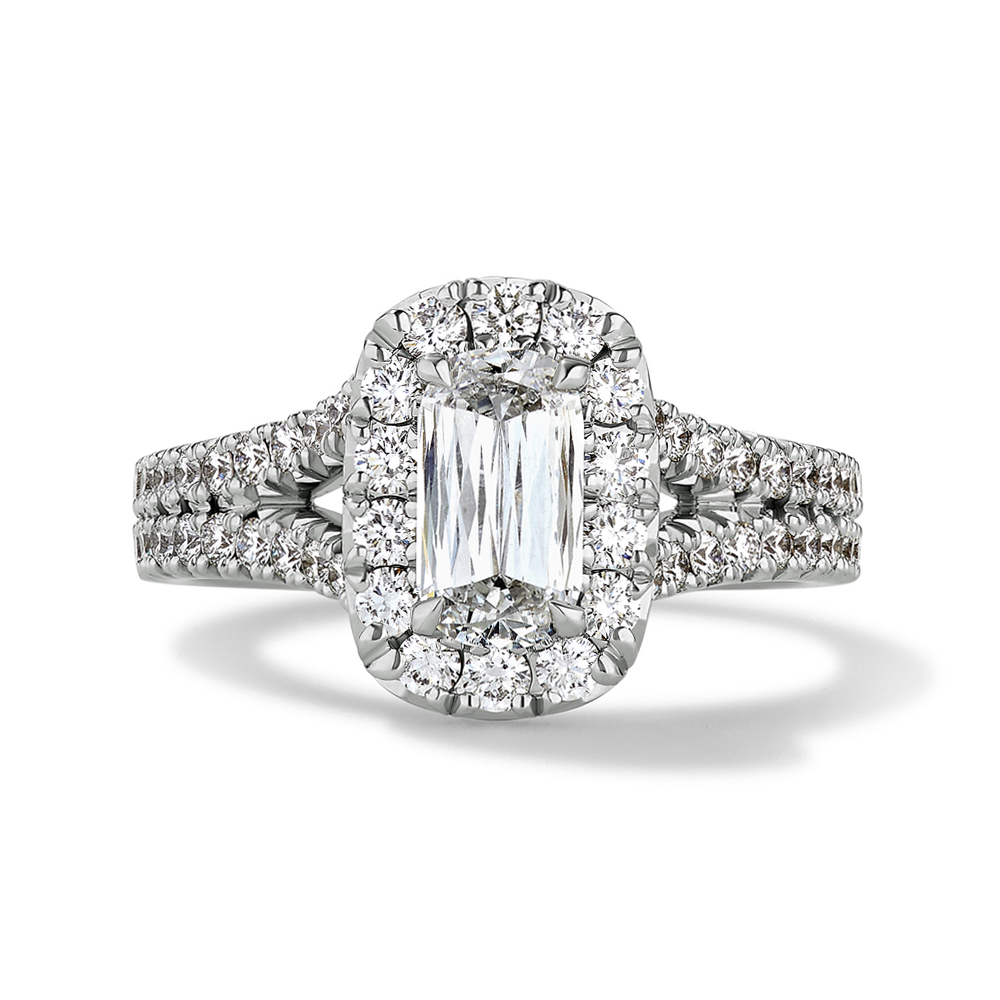 Classic Pave Split Shank Setting with a Halo Engagement Ring - AMDS