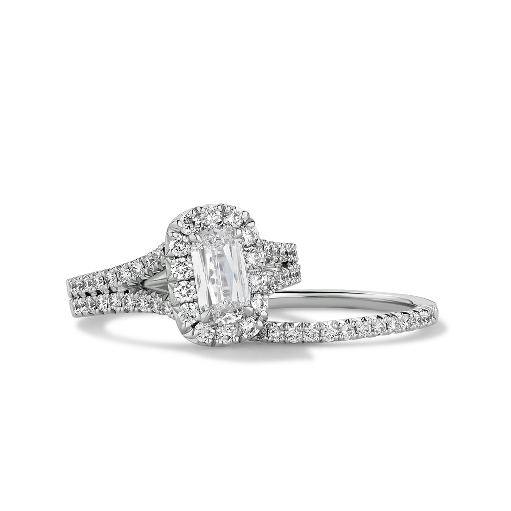 Classic Pave Split Shank Setting with a Halo Engagement Ring - AMDS