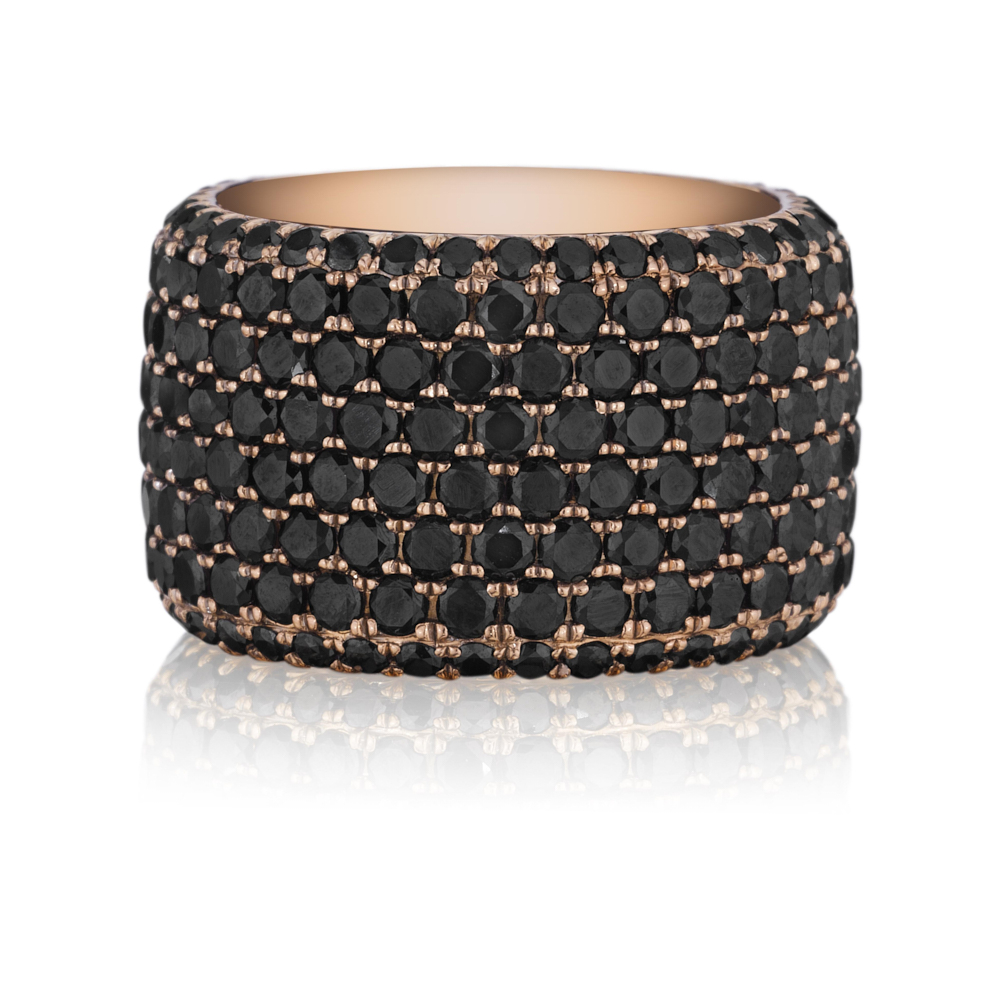 Bold Eight Row Black Diamond Band in Rose Gold - R20-5