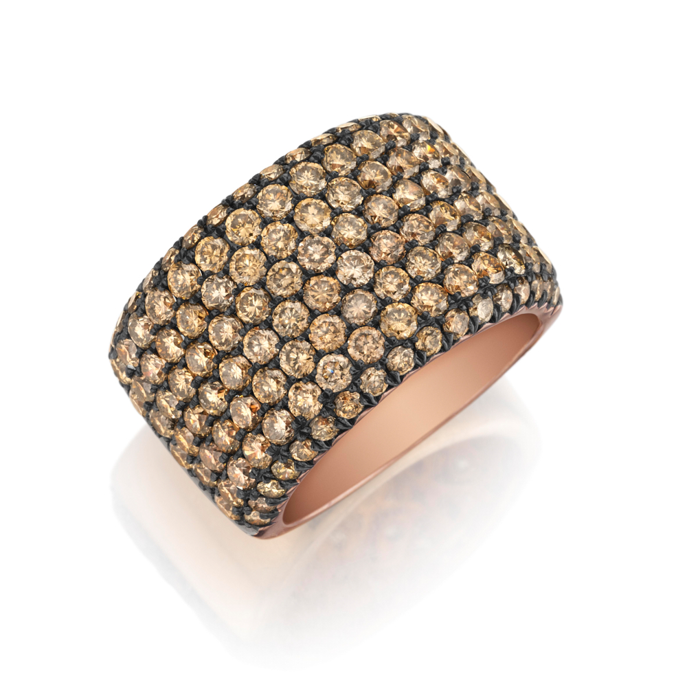 Bold Eight Row Brown Diamond Band in Rose Gold - R20-6