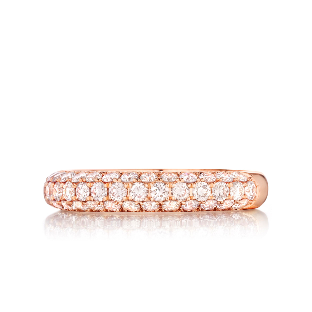 Triple-Row Rounded Fancy Light Pink Diamond Band - R3-2