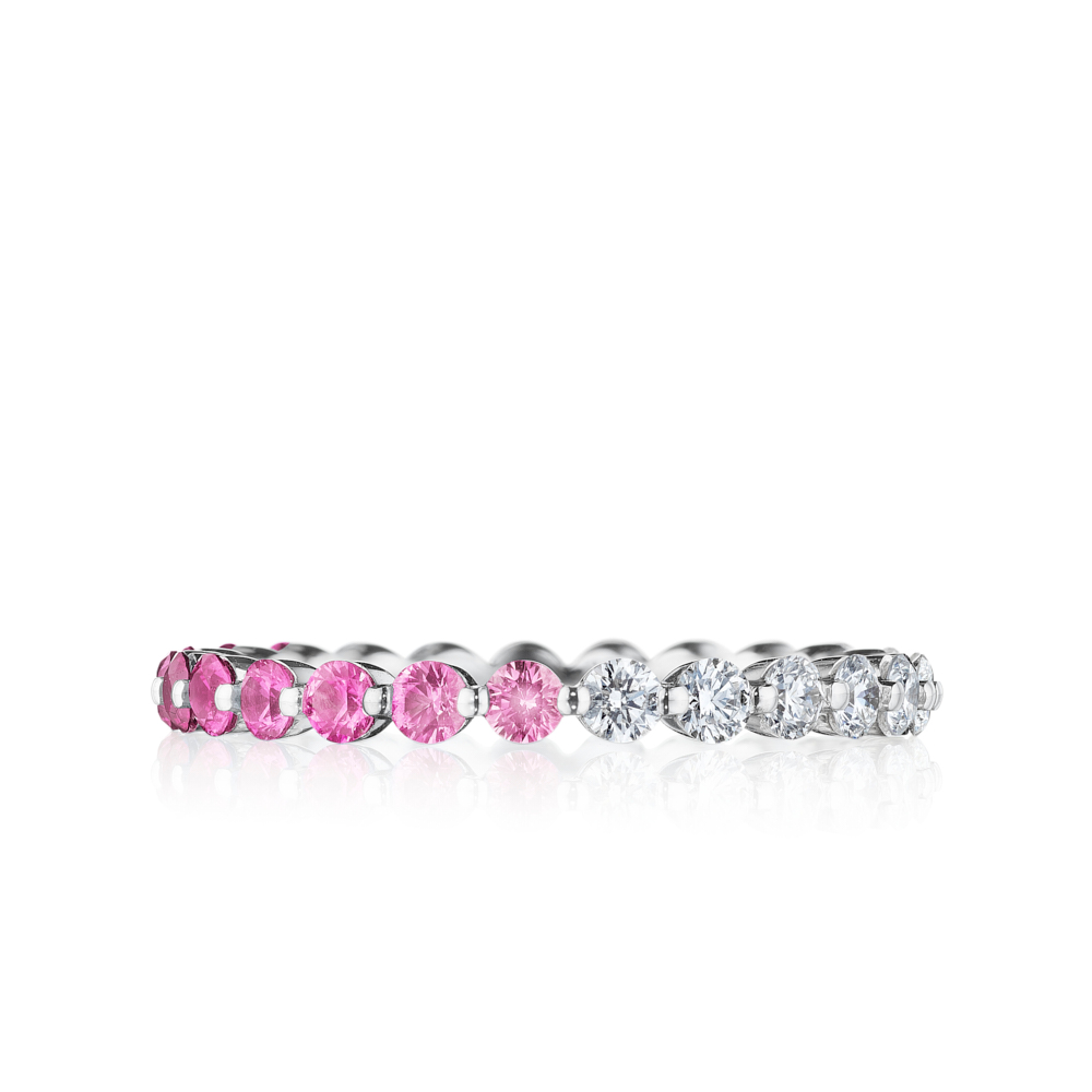 Pink Sapphire and Round Brilliant Diamond Band - R6-21S